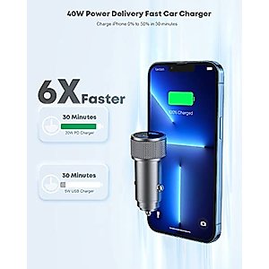 [Apple MFi Certified] iPhone Fast Car Charger, 40W Dual Port USB C Fast Charging Type C Charger Cigarette Lighter Adapter with【2 Pack】3FT USB C to Lightning Cable for iPhone 13/12/12 Pro/iPad/Airpods