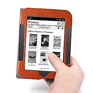 Kuesn Barnes & Noble Nook Simple Touch eBook Reader Case, Flip Leather Cover for 6 Inch Nook Model BNRV300 BNRV350 BNRV500 Heavy Duty Protection Case (Brown)
