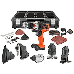 BLACK+DECKER 20V MAX MATRIX Drill, Power Tool Combo Kit, 6-Tool Set, Cordless Tool Set (BDCDMT1206KITC)