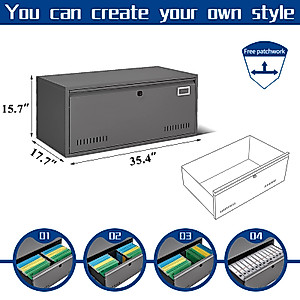 TOMOSLTER Biometric Fingerprint Lateral File Cabinet, Large Drawer Metal Filing Cabinet with Hanging Rod for Letter, A4, documents and so on, for Home Office Using, Assembly Required