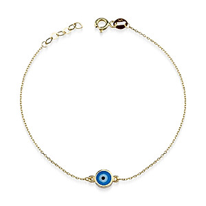 jewelryist 14k Solid Gold Protection Bracelet with Adjustable Chain - Size 7"