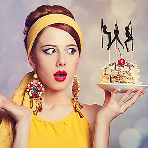 Jetec 60 Piece Stripper Pole Cupcake Topper Picks Dancing Girl Silhouette Cake Topper Toothpick for Bachelor Party Birthday Cake Decoration Bride Groom Bridal Bachelorette Women Men Boy Girl