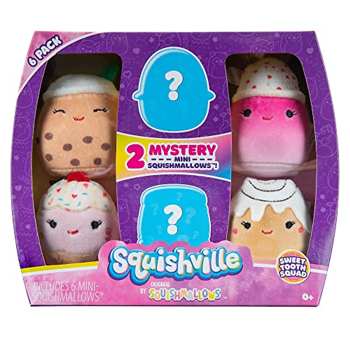 Squishville by Original Squishmallows Sweet Tooth Squad Plush - 2-Inch Bernice, Chanel, Cinnamon, Carmelita, Maya & Clara Plush - Toys for Kids