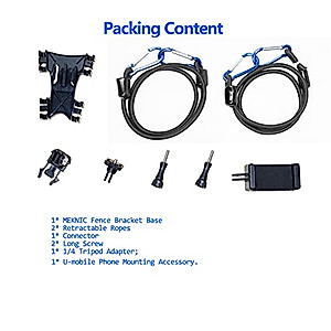 MEKNIC Net Chain Link Action Camera Fence Mount Compatible with GoPro Hero Cameras and Insta360 One X2,Smart Phones and Other Action Cameras for Softball Baseball Tennis Football Games Recording