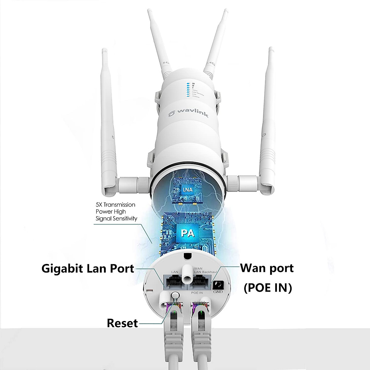 Zeateck AC1200 Outdoor Wireless Access Point WiFi Range Extender WiFi Booster Seamless Roaming MU-MIMO | PoE Powered, High Power and Gigabit Ethernet AP