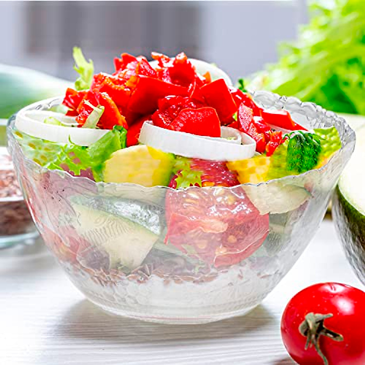 Plastic Punch Bowl with Ladle – Clear Punch Plastic Bowls – BPA Free Recyclable Punch Set of Bowl and 5 oz. Ladle – Embroidered Punch Bowl with Serving Ladle for Parties