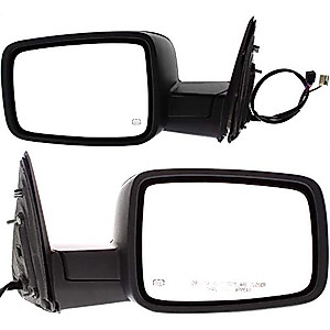 Kool Vue Left & Right Power Heated Door Mirrors Compatible With Dodge Ram 1500 2009 With Signal Light & Puddle Lamp; Without Memory Textured Pair