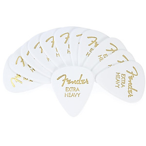 Fender Celluloid Guitar Picks, Extra Heavy, White, 12-Pack