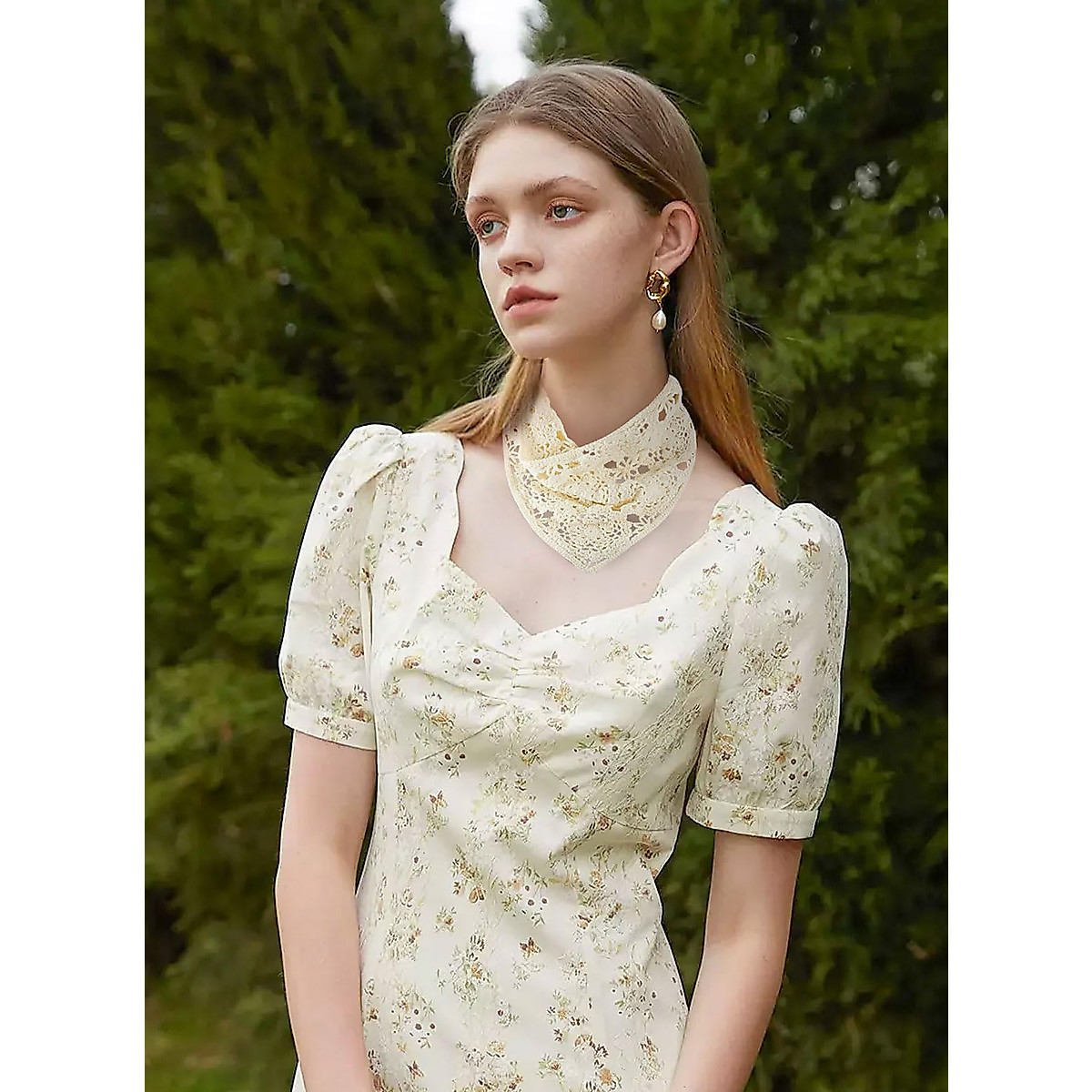 GERINLY Women Crochet Hair Bandana 2 Pcs Boho Triangle Head Scarf Kerchief Elegant Lace and Cute Cherry Accessory