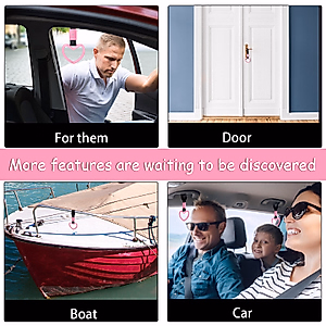 4 Pieces Rings Heart Shaped Car Handle Straps Bumper Warning Ring Decor Subway Bus Heart Handle for Car Interior (Pink)