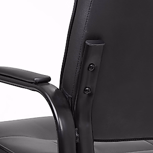 ZenStyle Set of 2 Office Leather Guest Chairs with Padded Arm Rest, Reception Chairs Executive Side Chair with Bonded Leather and Black Metal Frame for Waiting Room, Conference, Reception Meeting