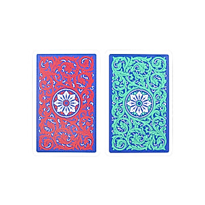 Copag 1546 Neoteric Design 100% Plastic Playing Cards, Bridge Size (Narrow) Green/Red Double Deck Set (Jumbo Index)