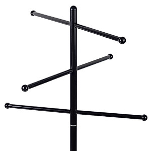 MyGift 5 Ft Tall Dark Brown Metal Floor Standing Bathroom Towel Stand Hanger Tree, Indoor Spa Pool Laundry Drying Rack with 6 Rungs for Hanging Towels or Clothing