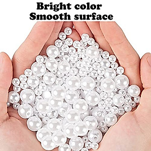 HILELIFE 1500pcs Pearl Beads for Jewelry Making, 4mm 6mm 8mm 10mm Round Loose Pearls Beads with Hole, Bracelet Pearls for Crafts, White Pearls for Jewelry Making