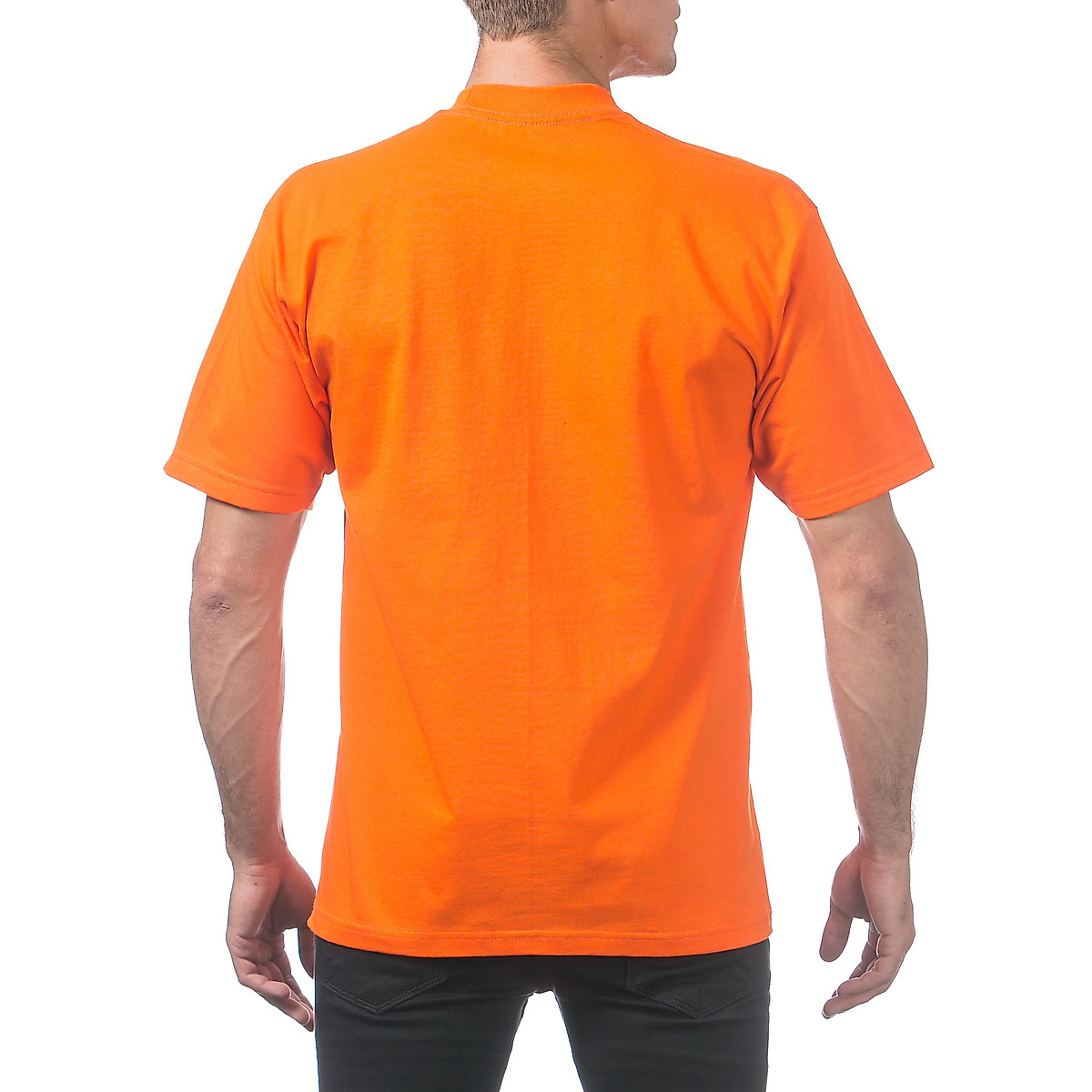 Pro Club Men's Heavyweight Cotton Short Sleeve Crew Neck T-Shirt, Orange Tang, 3X-Large