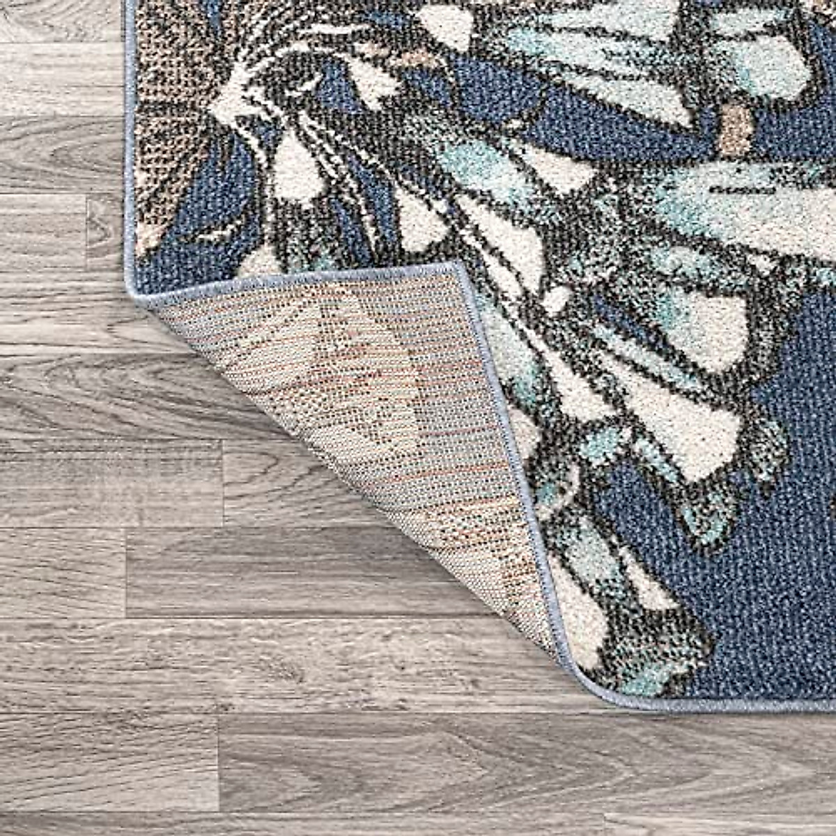 JONATHAN Y CTP202A-8 Giglio Modern Botanical Flower Indoor Area-Rug, Contemporary, Floral, Tropical Easy-Cleaning,Bedroom,Kitchen,Living Room,Non Shedding, Blue/Orange/Cream, 8 X 10