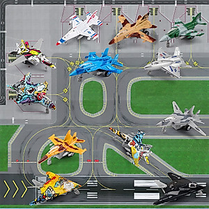 12 in 1 Model Airplane Toys Set Die Cast Metal Military Themed Fighter Jets Mini Air Force Kids Playset