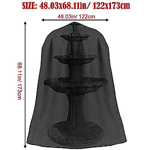 UCARE Outdoor Garden Fountain Covers Waterproof Dustproof Statue Protective Cover for Winter Patio Water Fountains Statues, 48"x68" Fountain Cover (Black)