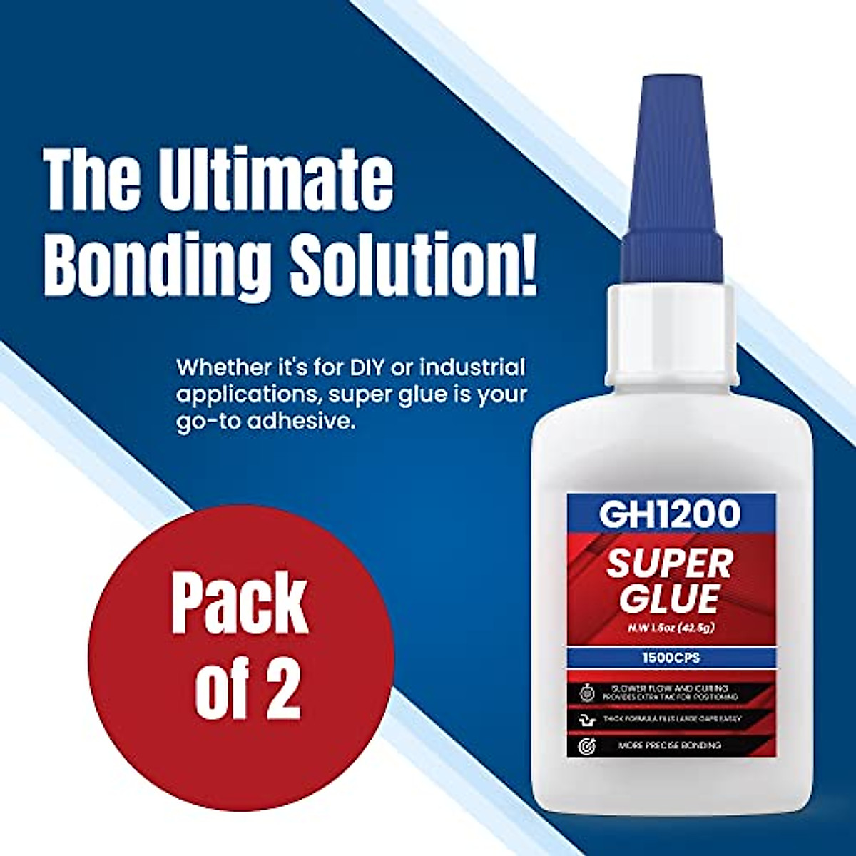 Super Glue 85g (42.5g × 2) SuperGlue All Purpose with Anti Clog Cap, 100 Pcs Gloves and Microtips 3 Oz Pack of 2 (1.5 x 2)