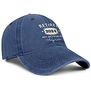 Retirement Gifts for Men Women Hat Retired 2024 Not My Problem Anymore Baseball Cap Blue
