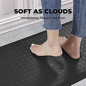 Matessenz Kitchen Floor Mat, 1/2 Inch Thick Cushioned Kitchen Rugs, Comfort Anti Fatigue Mat, Nonskid Waterproof Standing Desk Mat for Office, Sink, Laundry(17.3X28'',Black)