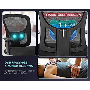 Big and Tall Office Chair 400lbs Wide Seat Mesh Desk Chair Massage Rolling Swivel Ergonomic Computer Chair with Lumbar Support Adjustable Arms Task Chair for Heavy People