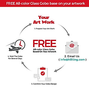 HILITING 30W LED GOBO Projector - 2400 Lumens Rotating Logo Projector - IP65 Waterproof with Remote - Including Free Custom Glass GOBO - Personalized Logo for Company Bar Wedding Advertising (Black)