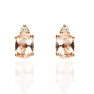 Gin & Grace 10K Rose Gold Genuine Morganite Earrings for women | Ethically, authentically & organically sourced (Oval-cut) shaped Morganite hand-crafted jewelry for her | Morganite Earrings for women