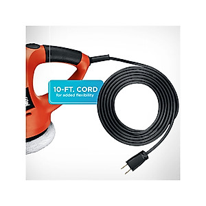 BLACK+DECKER Buffer Polisher, 6 inch Orbital Car Polisher, with Wool or Foam Bonnets (WP900)