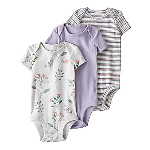 Little Planet by Carter's Baby 3-Pack Organic Cotton Short-Sleeve Rib Bodysuits, Pandas, 3 Months