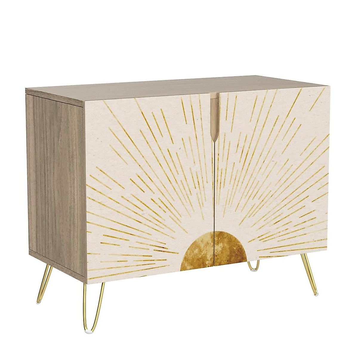 SIGNWIN Sideboard Buffet Cabinet, Kitchen Storage Cabinet with 2 Doors, Golden Rising Shining Sun Horizon, Cupboard Console Table for Dining Room - 35" L x 18" W x 29" H