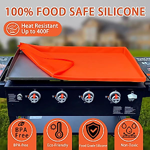 Wrpaulk 22" Silicone Griddle Mat Cover for Blackstone,Full Coverage Food Grade Griddle Grill Mat,Protects Grill Year-Round from anmial,Debris and Rust,Color:Orange