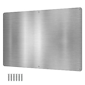 17.5inchX11.5inch Large Stainless Steel Plate for Magnets, 3M Adhesive Back, Mounting Screws, Ideal for Magnetic Shelf, Spice Holders, Fridge Magnets. Mount Anywhere! (Silver, 1 PACK)