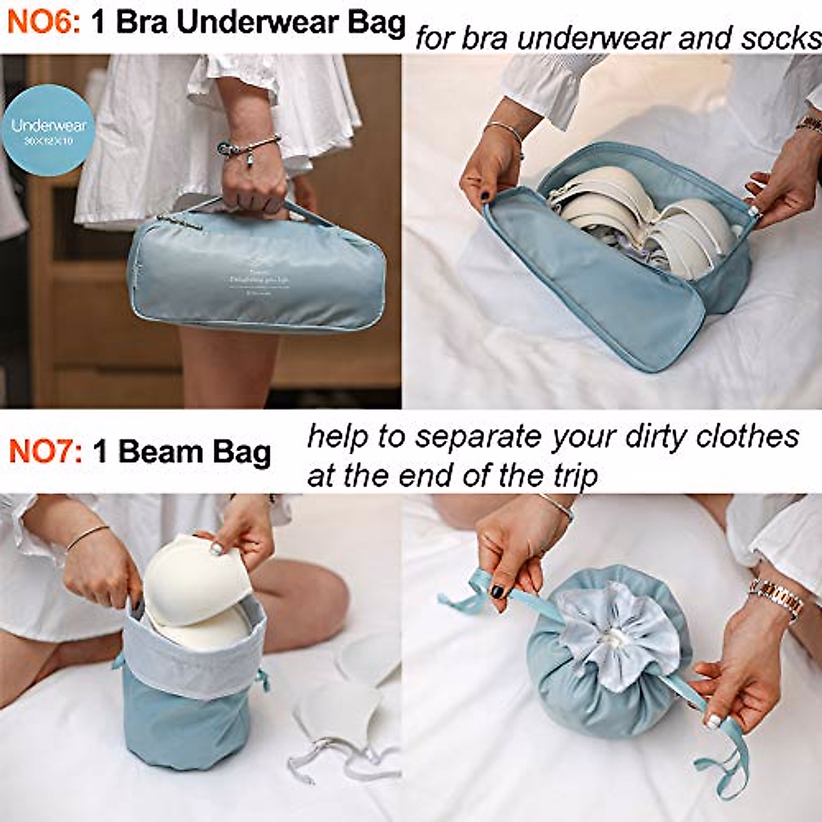 Travel Packing Cubes 8 Pcs Set, Luggage Packing Organizers with Shoe Bag and Toiletry Bag