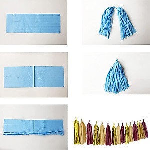 15PCS DIY Tissue Tassel Garland Kit Kraft Burgundy Gold Party Streamers Bunting Banner Backdrop for Wedding Party Bridal Shower Centerpieces Table Decorations