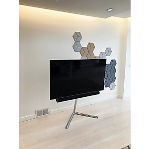 ynVISION.DESIGN Modern Studio TV Floor Stand, Mount & Easel with Adjustable and Swiveling Viewing Angle 49-70 inch (Chrome)