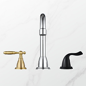 RKF Faucet- Replacement Lever Handles with Valve Faucet Accessory Faucet Parts Faucet Kit Black B07