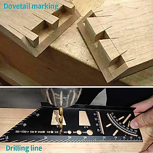 Aluminum Alloy Woodworking Square Size Measure Ruler, 3D Mitre Angle Measuring Template Tool, 45 90 Degree Carpenter's Layout Ruler Gauge Woodworking Accessories Gifts for Men Dad Father Husband