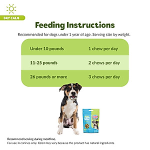 Snuggle Puppy Day Calm Puppy Bites - Calming Chew Bites for Dogs - Dog Supplement to Help with Separation Stress & Relaxation - Puppy Chew Bites with Colostrum, Chamomile & Ashwagandha - 60 Soft Chews