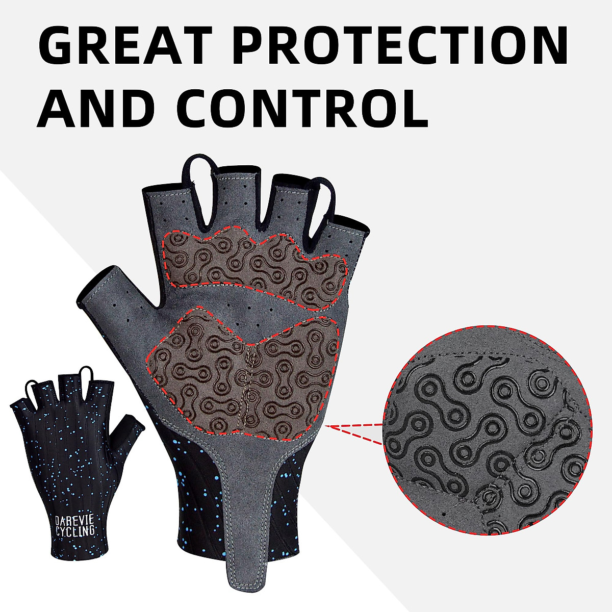 Darevie Cycling Gloves, Shock-Absorbing Half Finger Biking Gloves, Breathable Half Finger Bicycling Gloves, Anti-Slip Shockproof Gel Padded Mountain Bike Gloves for Man, Woman (BLACK, M)