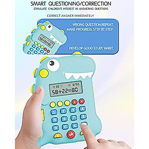 HONGID Electronic Math Games for Kids 4-6-8,Dinosaur Calculator for Kids with Music,Addition,Subtraction,Multiplication & Division,Learning Educational Toys Gifts for Boys Girls Age 4 5 6 7 8+