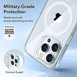 ESR Krystec Clear Case with HaloLock Compatible with iPhone 14 Pro Max Case, Compatible with MagSafe, Ultra-Yellowing Resistant, Shockproof Military-Grade Protection, Polycarbonate Buttons, Clear