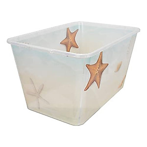 SIMPLYKLEEN 14.5-gal. Reusable Stacking Plastic Storage Containers with Lids, Seaside Beach (Pack of 4) Made in the USA