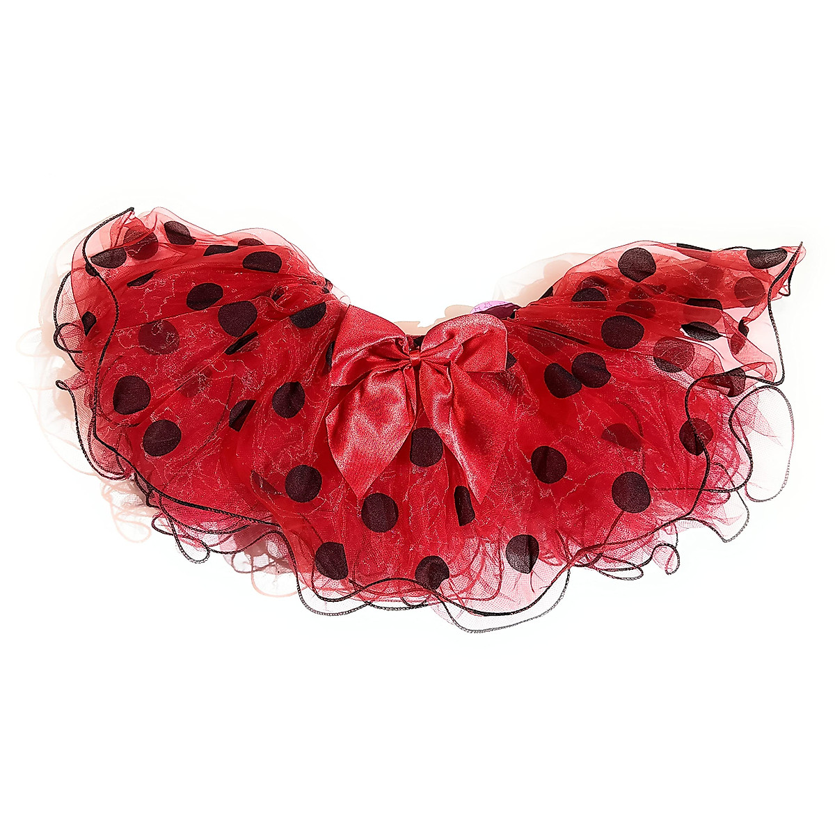 Red Black Polka Dot Ladybug 3 Layer Tulle Tutu Birthday Dress Up Cake Smash Christmas Halloween (Red Black, Large)