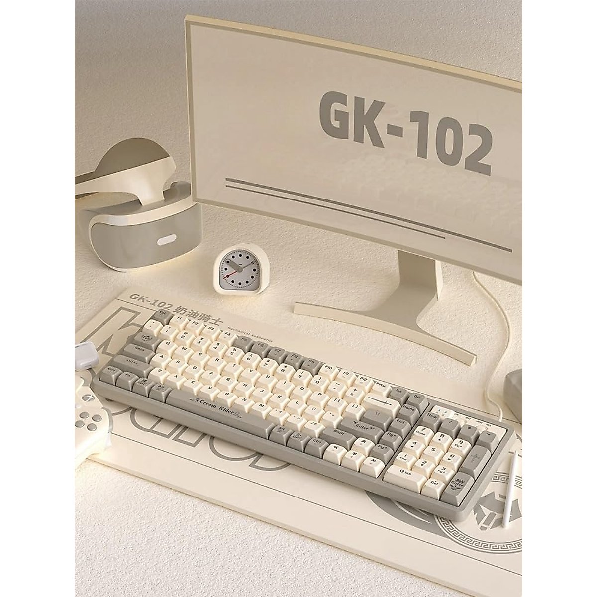 Cmokifuly GK102 Wired Mechanical Keyboard,Hotswap Linear Switch Keyboard RGB Backlits MDA Profile Keycap Gaming Keyboard for Mac/Win System Compact Mechanical Keyboard (Creamy Rider 102 Keys)