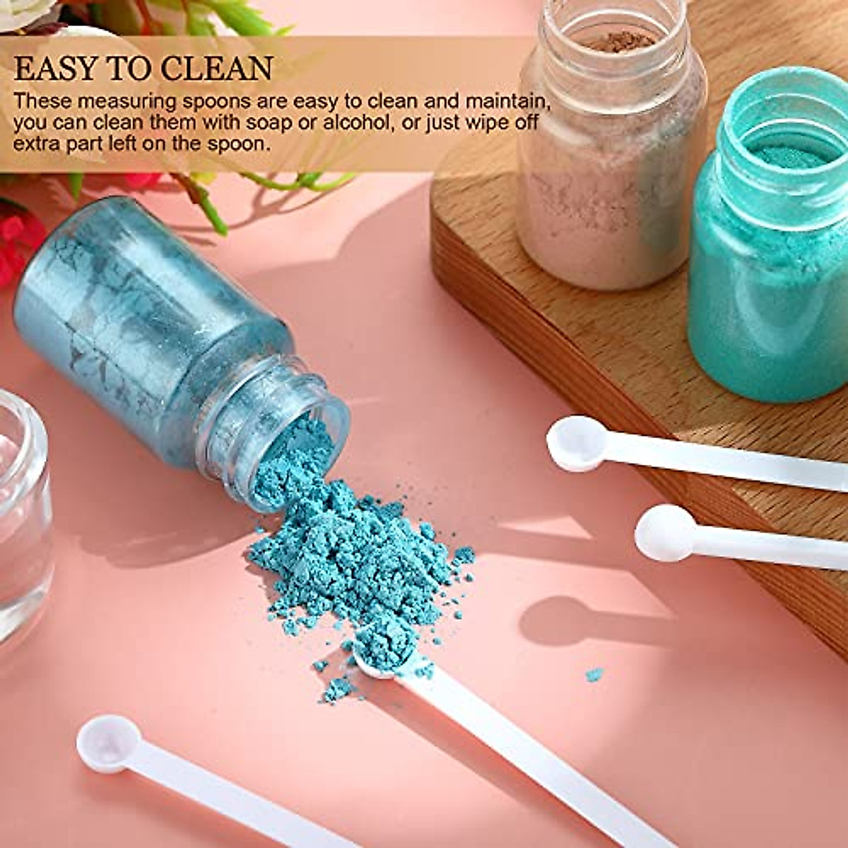 1/32 Teaspoon Micro Scoops 150 Milligram Mini Measuring Spoons Tiny Little Plastic Scoop for Measuring Cosmetics, Medicines, Powders, Glitter and Seasoning (White,16 Pieces)