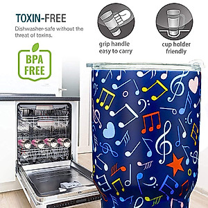 yoelike Music Note 30 oz tumbler with lid and straw, Stainless Steel, Vacuum Insulated Iced Coffee Tumbler Cup, Leak-Proof Travel Mug, Gift Box For Teacher Dad Mon Women Men Friend