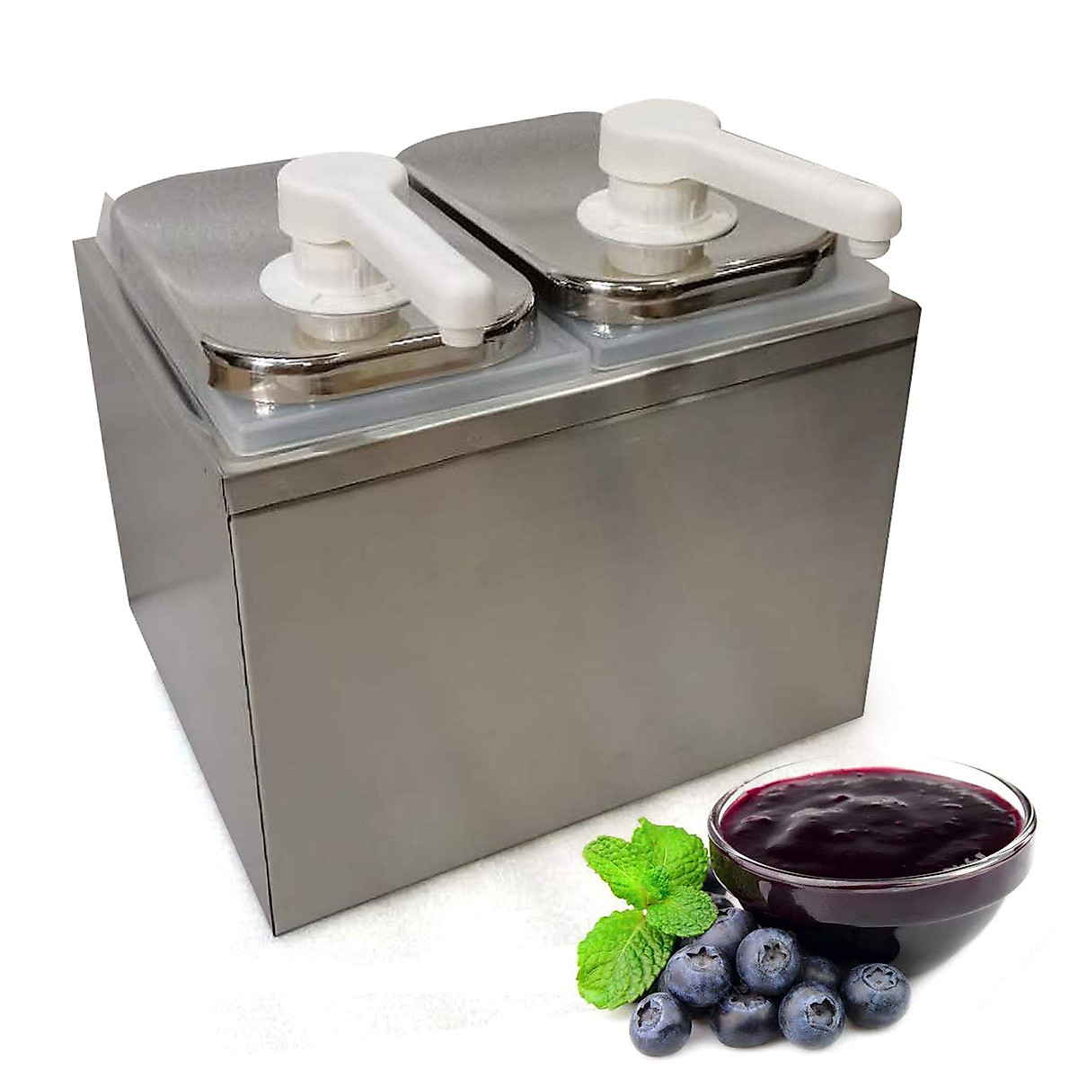 Condiment Pump Station, Stainless Steel Sauce Pump Dispenser Ketchup Dispensers Condiment Pumps Ketchup Pump Condiment Pump Dispenser for Salad Jam Seasoning Sauce Squeeze (Two Head)