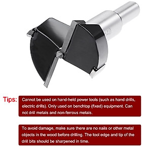 uxcell Forstner Drill Bits Set 40mm Dia. & 60mm Dia. Tungsten Carbide Wood Hole Saw Auger Opener, Woodworking Hinge Hole Drilling Boring Bit Cutter Black