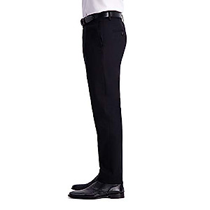 Haggar Men's Premium No Iron Khaki Straight Fit & Slim Fit Flat Front Casual Pant, Solid Black, 33W x 30L
